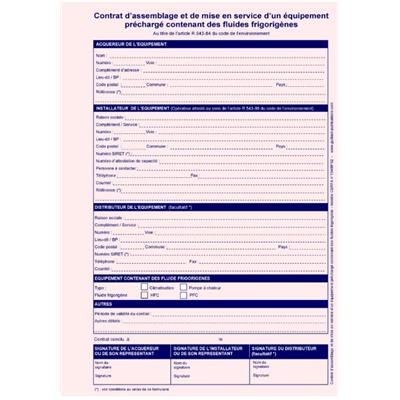 Contrats d'assemblage et de mise en service - HFC 15498 GUILLARD, REGISTRE CFC, HCFC OU HFC,